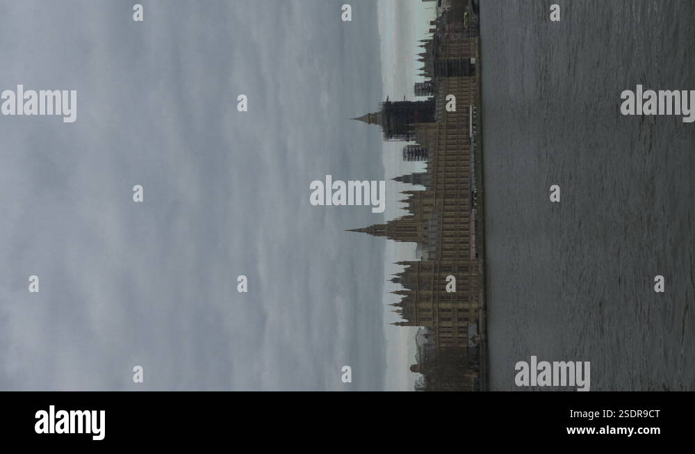 Houses Of Parliament Viewed From Albert Embankment Path On Downcast Day ...