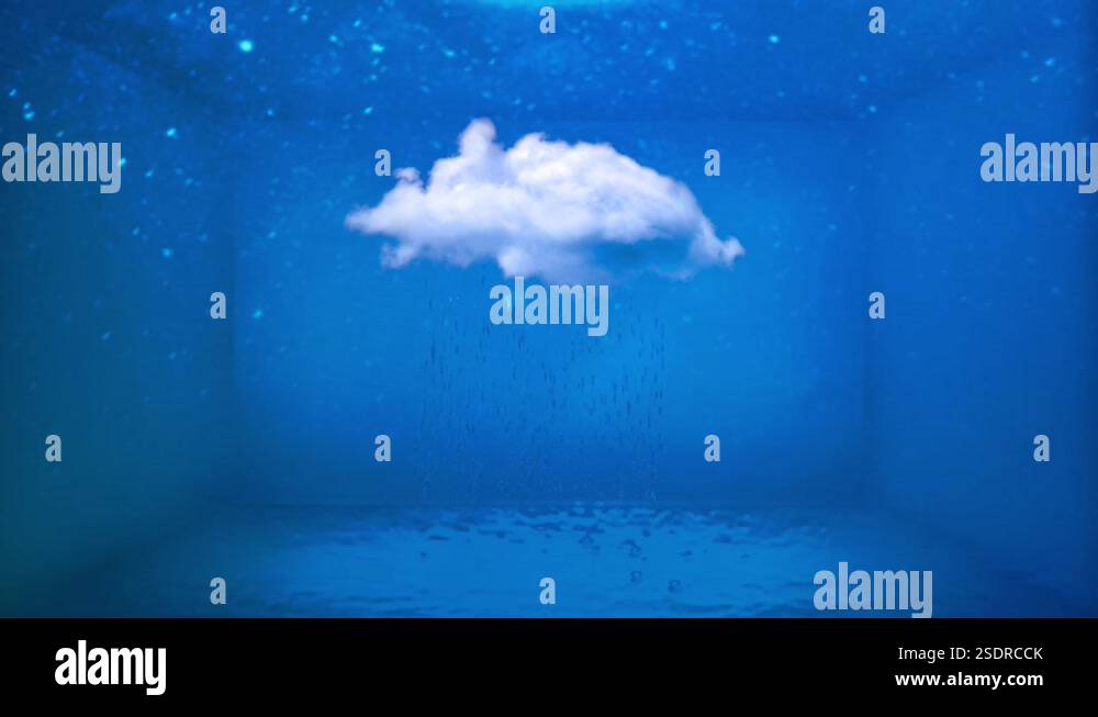 3D Raining cloud in room,blue,pink,green neon galaxy colors in one ...