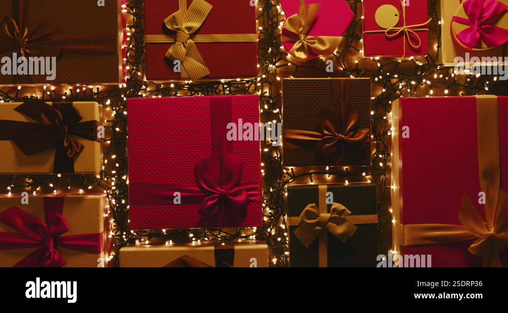 Colorful Christmas gifts and blinking lights Stock Video Footage - Alamy