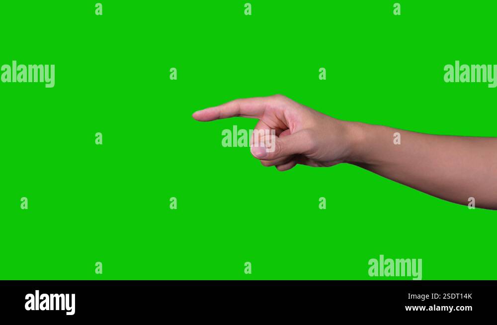 Pointing hand. Green background for chroma key composition Stock Video ...