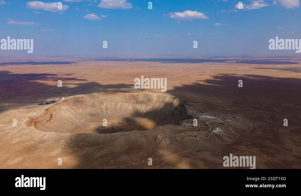 8K Aerial hyperlapse of prehistoric impact crater in the Southwest ...
