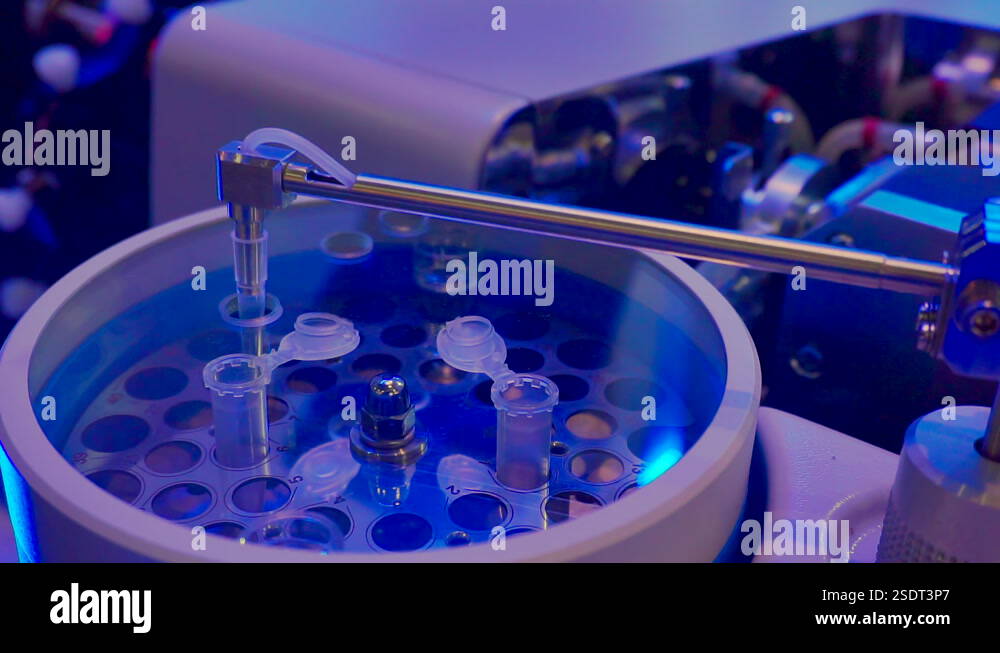 demonstration of the work of a modern automatic substance analyzer ...