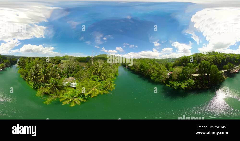 Loboc river in the jungle. Bohol, Philippines. 360 panorama VR Stock ...