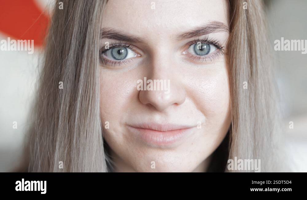 Woman’s Face, Girl opening her big blue Eyes, Attractive lady, Natural ...