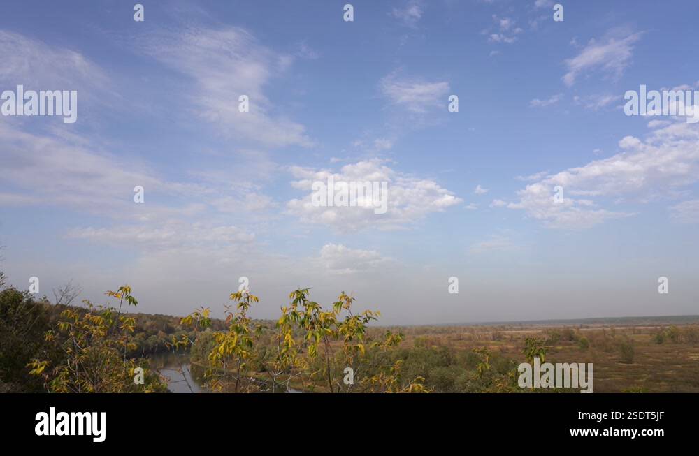 Beautiful video time lapse of sunny scenic colorful autumn landscape ...
