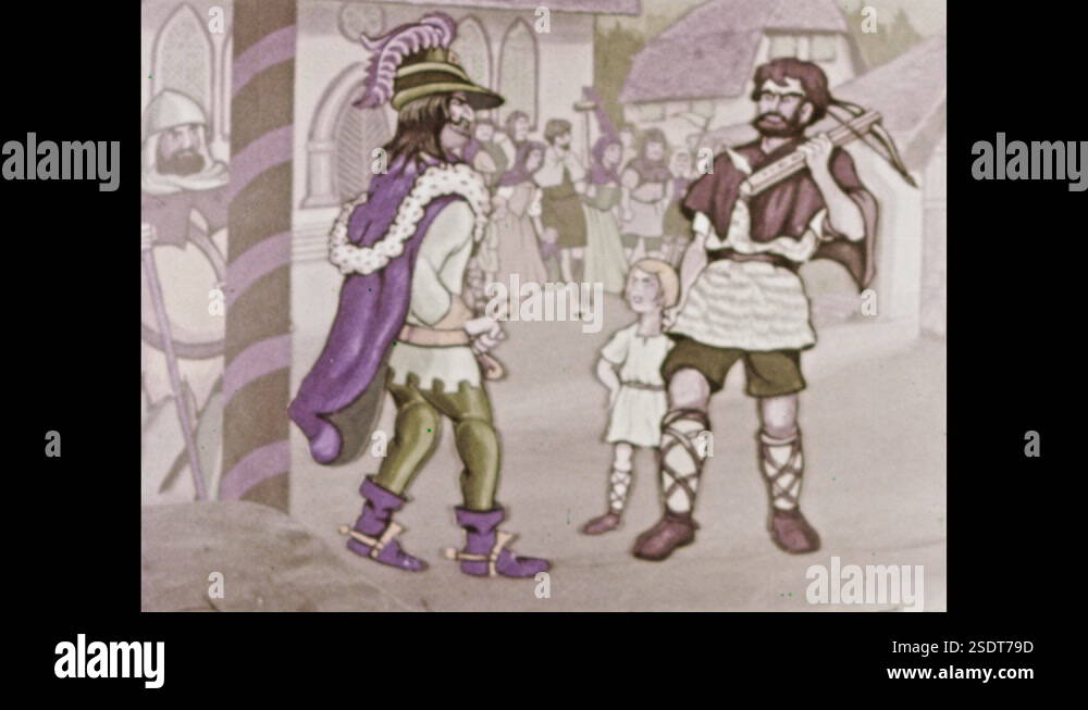 1960s: Crowd murmurs to one another. Nobleman stands by man and boy ...
