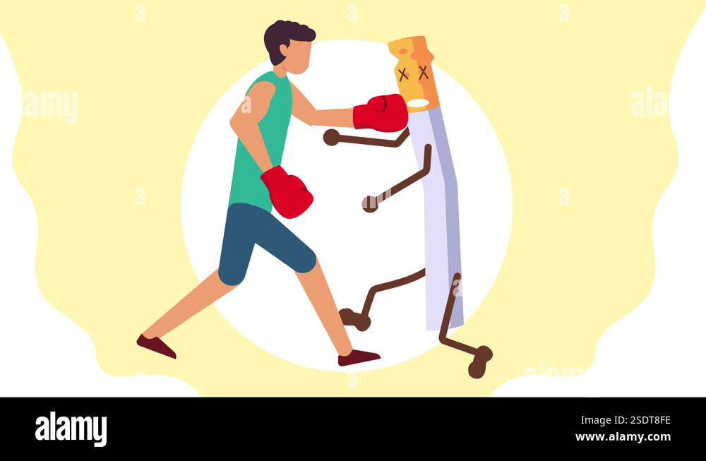 Man wear boxing gloves while punching a cigarette Stock Video Footage ...