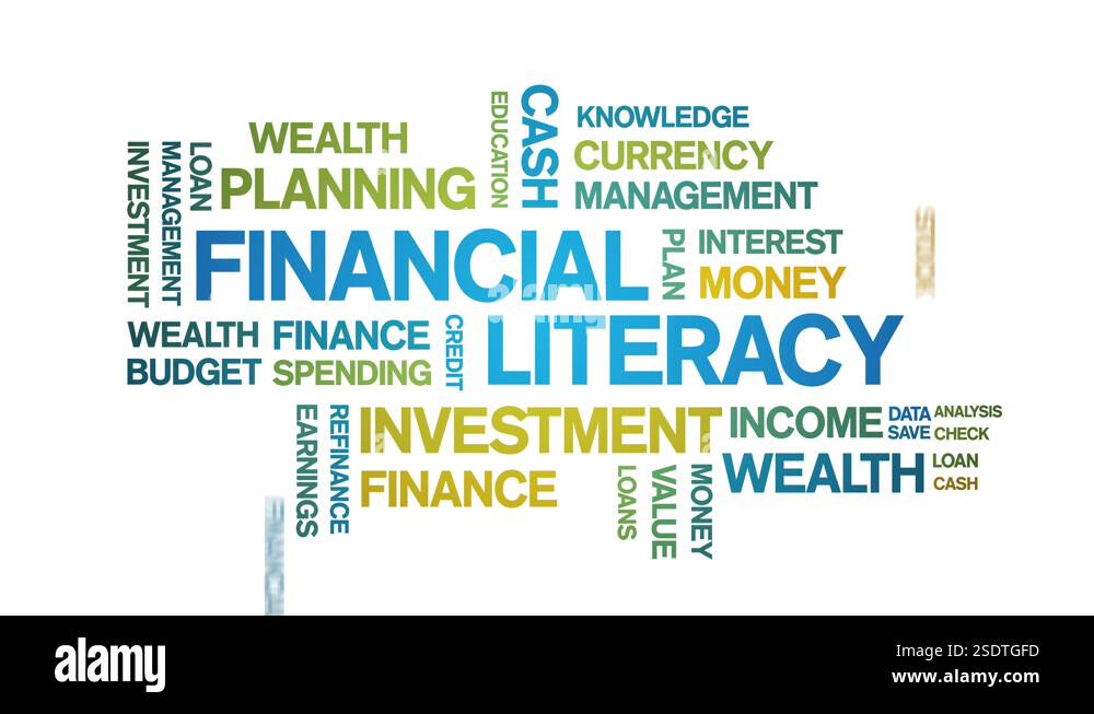 4k Financial Literacy Animated Tag Word Cloud,Text Animation seamless ...