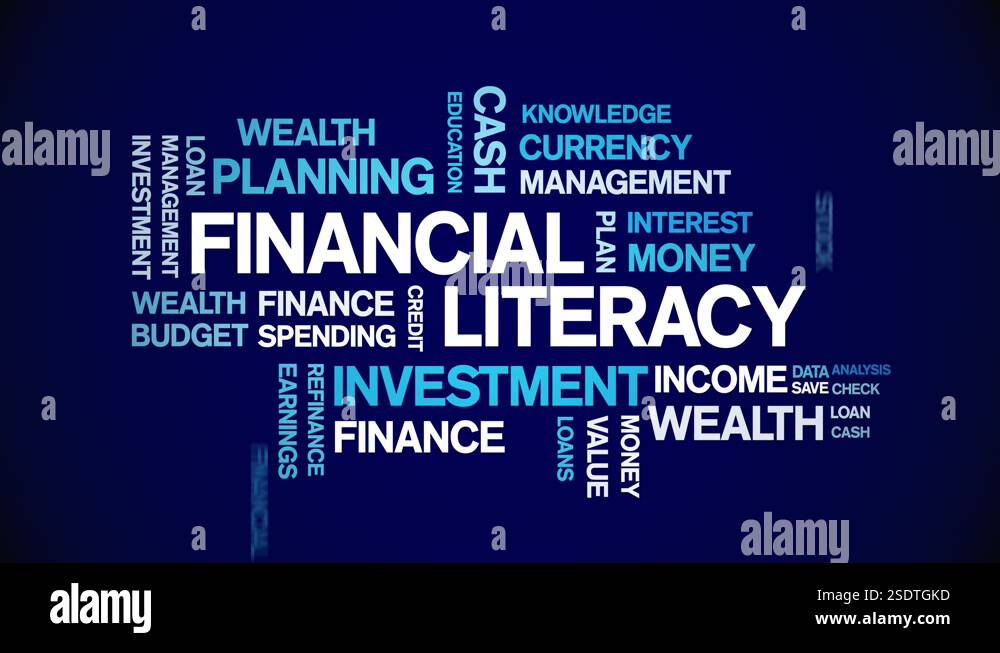 4k Financial Literacy Animated Tag Word Cloud,Text Animation seamless ...
