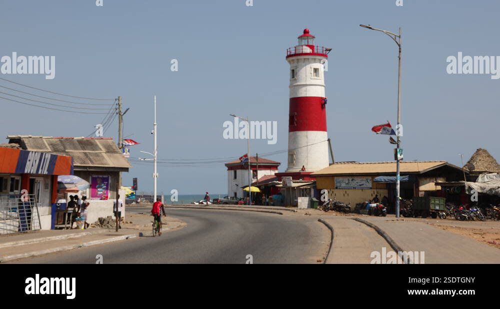 Jamestown Accra Ghana road traffic lighthouse 4K Stock Video Footage ...