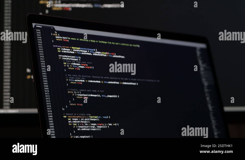 Real Javascript code. Front end web development. Java script JS code on laptop Stock Video ...