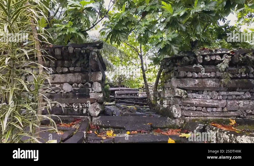 Nan Madol - prehistoric ruined stone city built of basalt slabs Stock ...