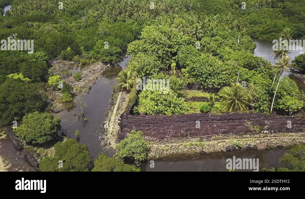 Nan Madol - prehistoric ruined stone city built of basalt slabs Stock ...