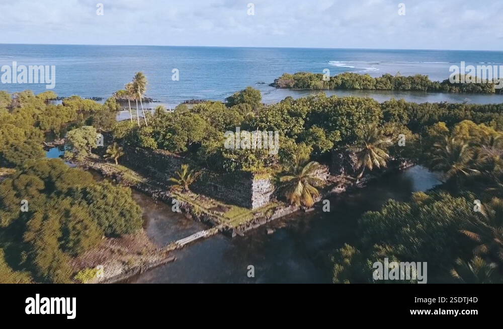 Nan Madol - prehistoric ruined stone city built of basalt slabs Stock ...