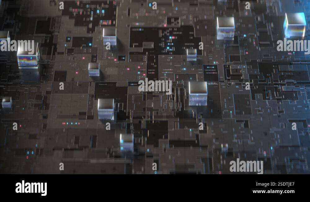 Printed circuit with plexus network effect seamless loop 3D render animation Stock Video Footage ...