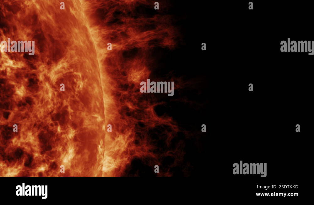 Close-up the Sun with large solar explosions, realistic red planet sun ...