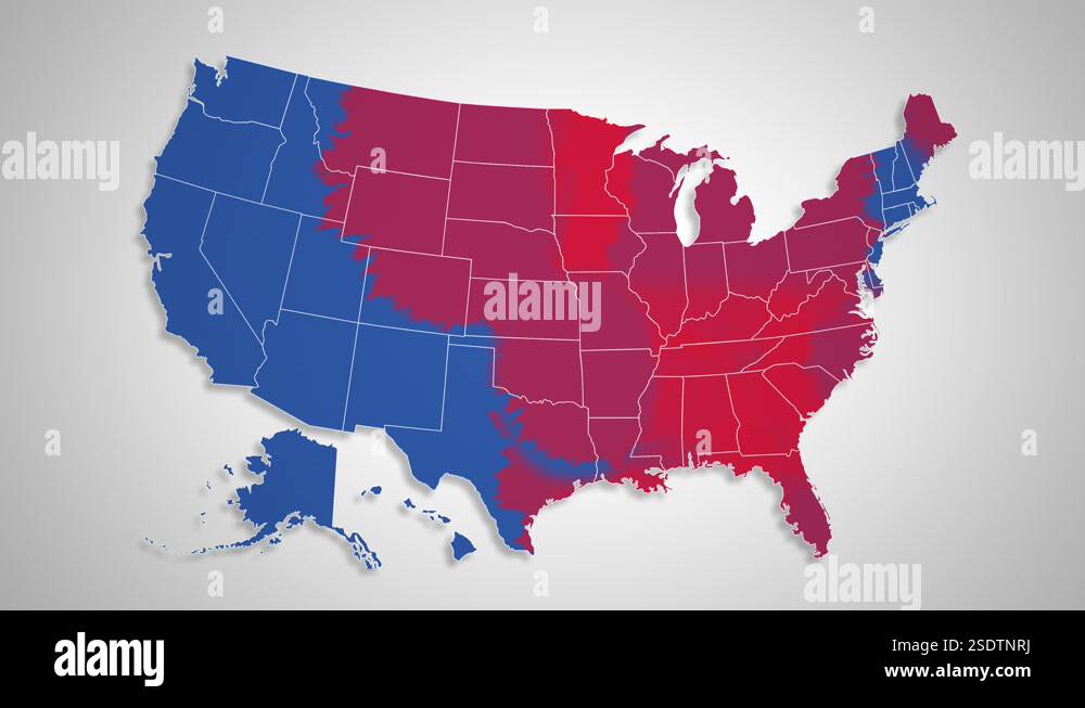 USA Map - Blue States Changing to Red States Stock Video Footage - Alamy