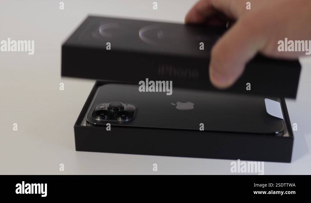 Unboxing iPhone 12 Pro Max in space gray Stock Video Footage - Alamy