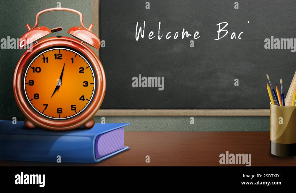Welcome Back to School Alarm Clock Writing 4K Loop Stock Video Footage ...