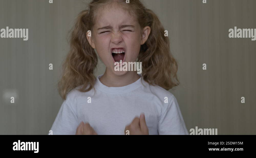 Child Shouting Loud. Portrait of Shocked, Angry and Emotional Little ...