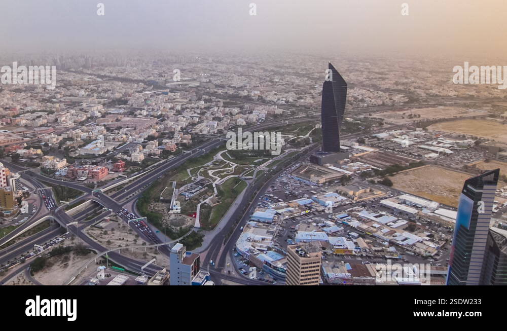 Kuwait City cityscape timelapse is the capital of Kuwait. Sunset time ...