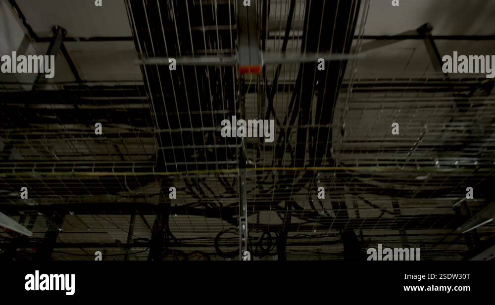 Routing of the cables at the factory on the ceiling in metal cages, 4k ...