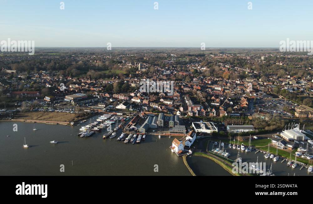 Woodbridge Town and waterfront Suffolk 4K Aerial Stock Video Footage ...