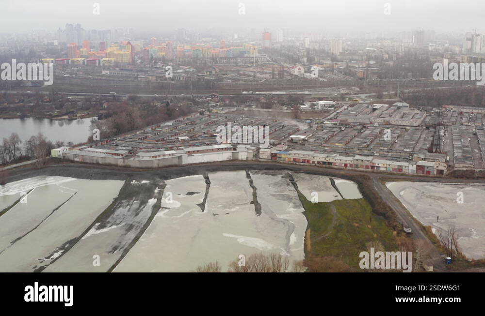 Aerial view. A city with high-rise buildings and apartments ...