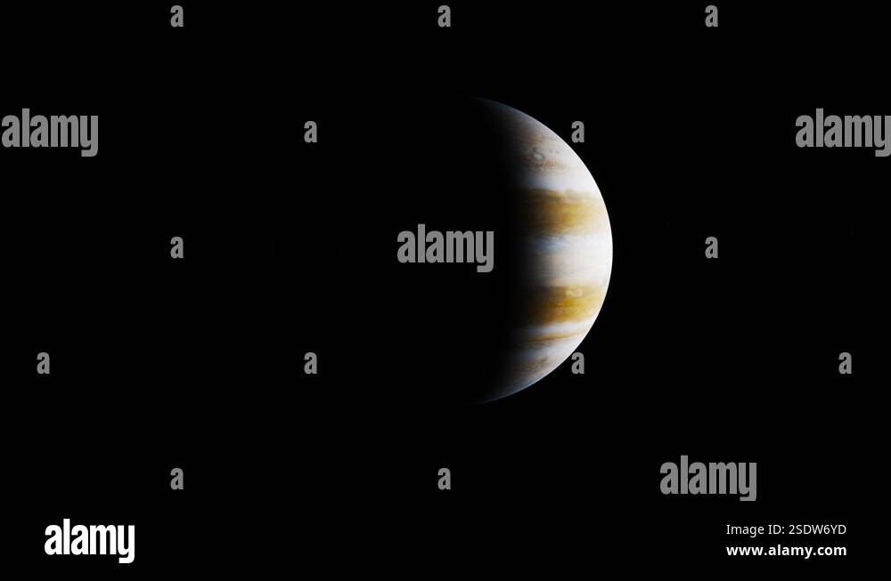 A beautiful 3D render of the planet Jupiter, seen from high in orbit ...