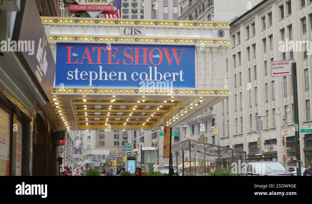 The Late Show with Stephen Colbert exterior NYC 4k Stock Video Footage ...