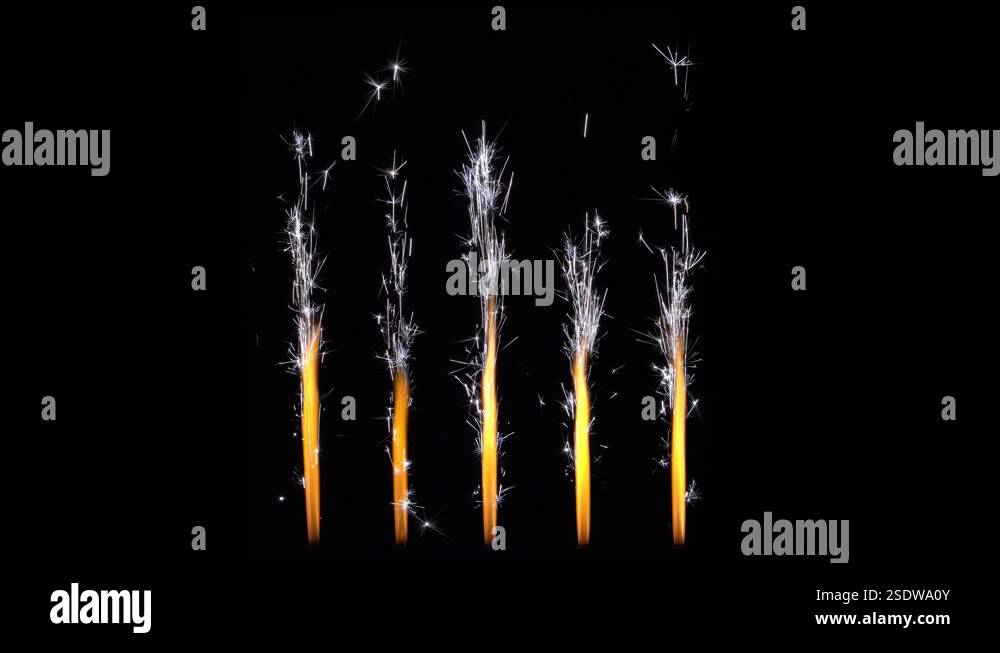Traces of glowing hot particles. Festive background layout. Five cold ...