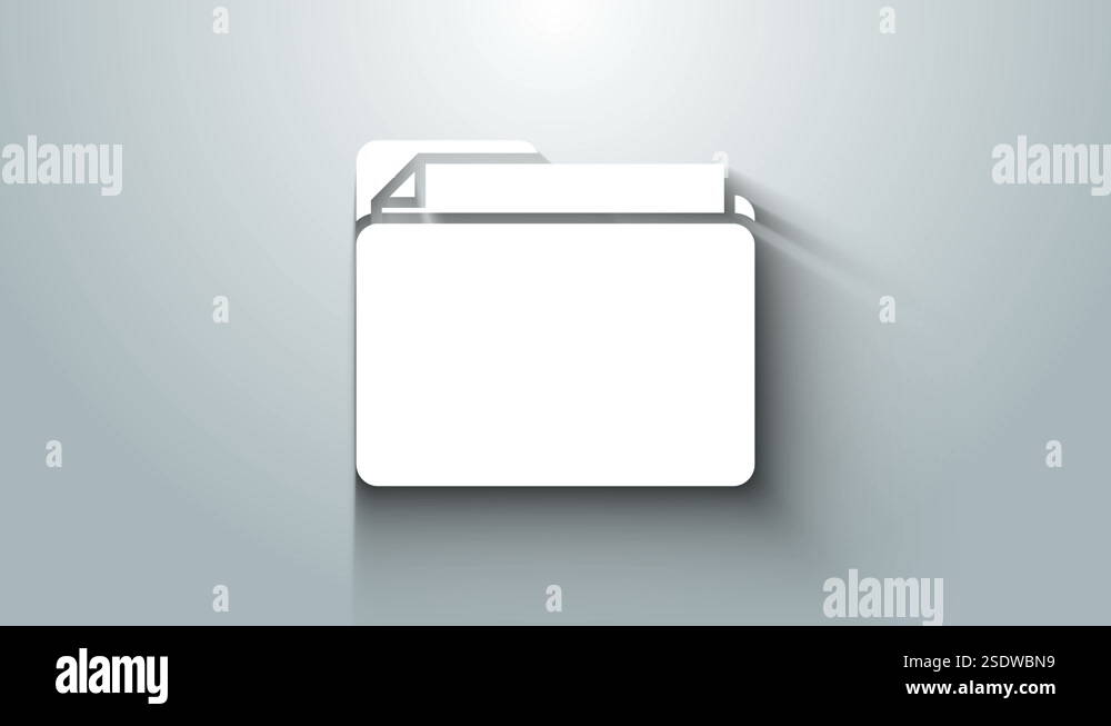 White Document folder icon isolated on grey background. Accounting ...