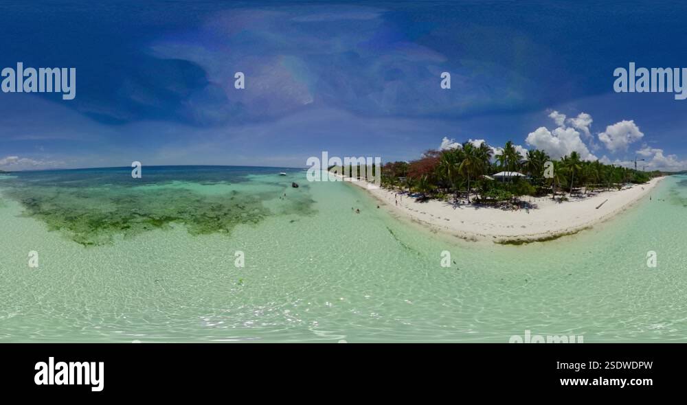 Sandy beach and tropical sea. Panglao island, Philippines. 360-Degree ...