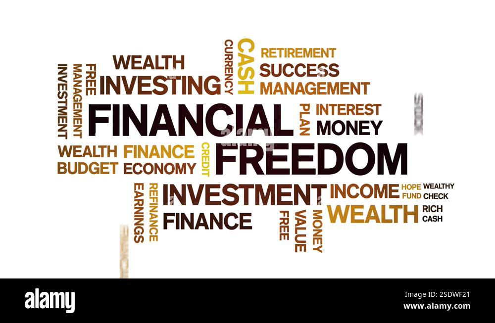 4k Financial Freedom Animated Tag Word Cloud,Text Animation seamless ...