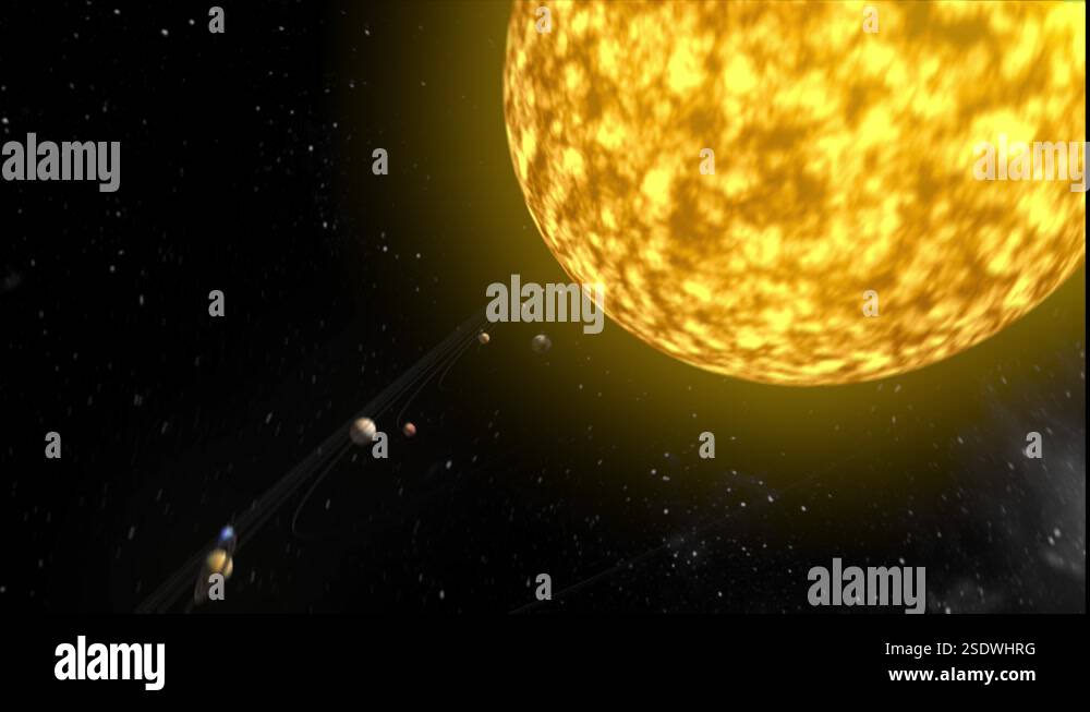 Highly detailed animated 3D flyby tour through the solar system, with ...