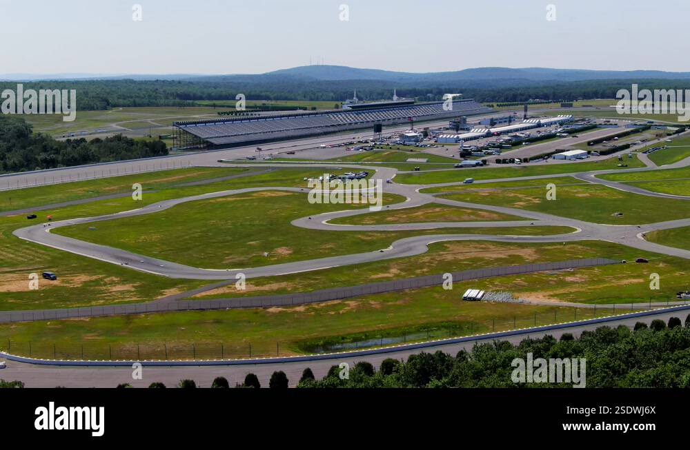 Aerial Still Shot of Go Kart Racing at The Pocono Raceway Stock Video ...