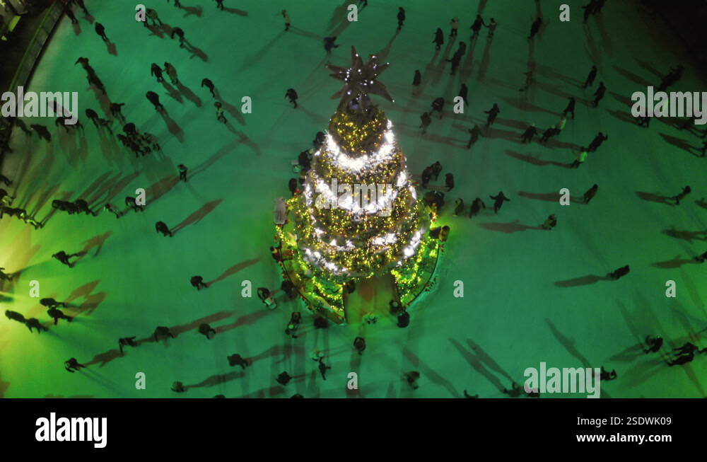 New Year's lighting in the city square. You can see the ice rink ...