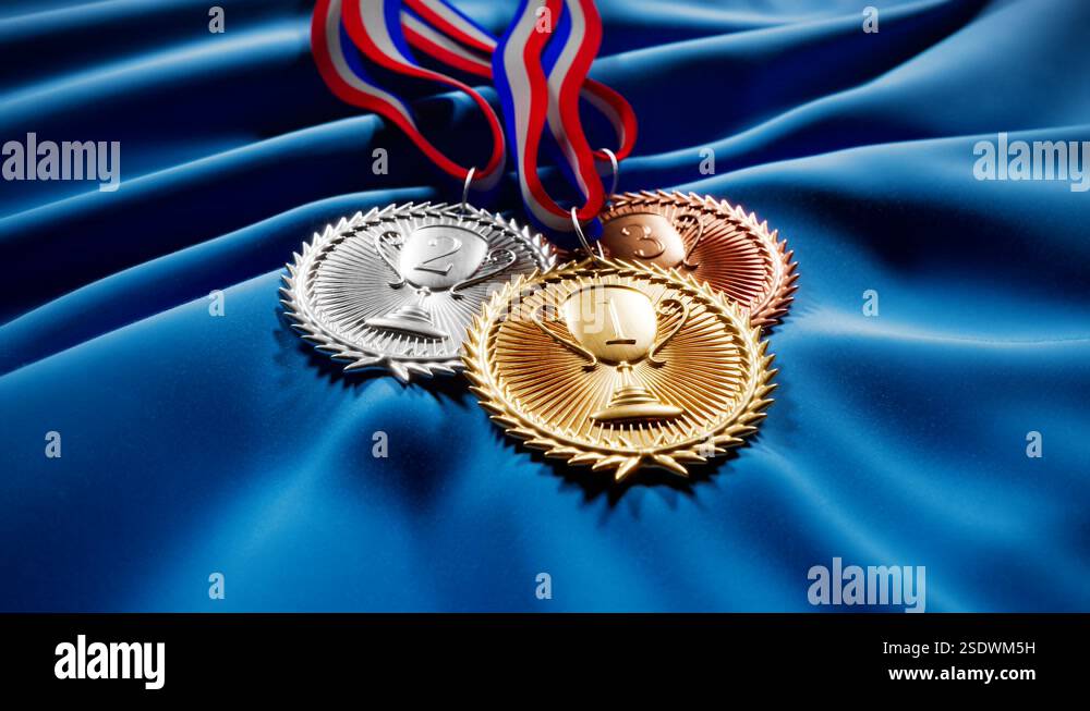 Set of gold, silver and brown medals for winners. First three prizes ...