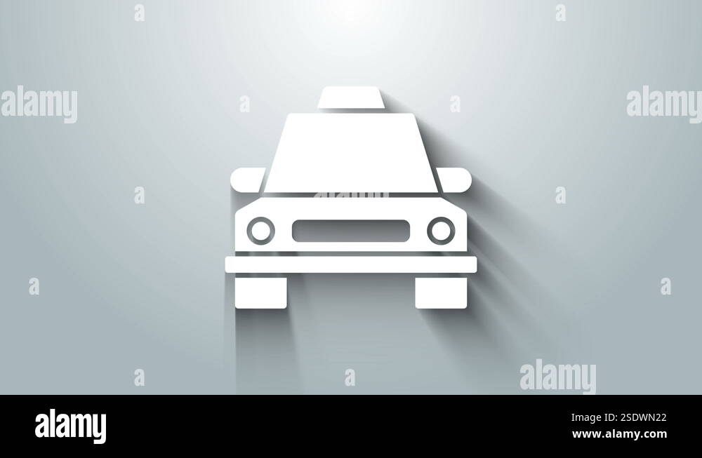 White Taxi car icon isolated on grey background. 4K Video motion ...