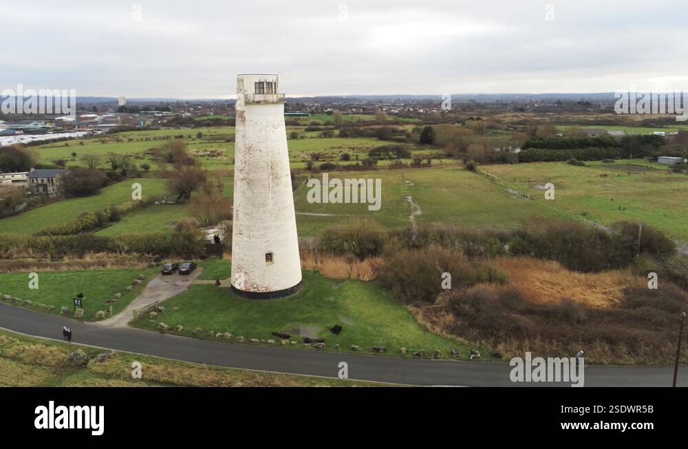 Historic Leasowe Lighthouse maritime beacon landmark aerial coastal ...