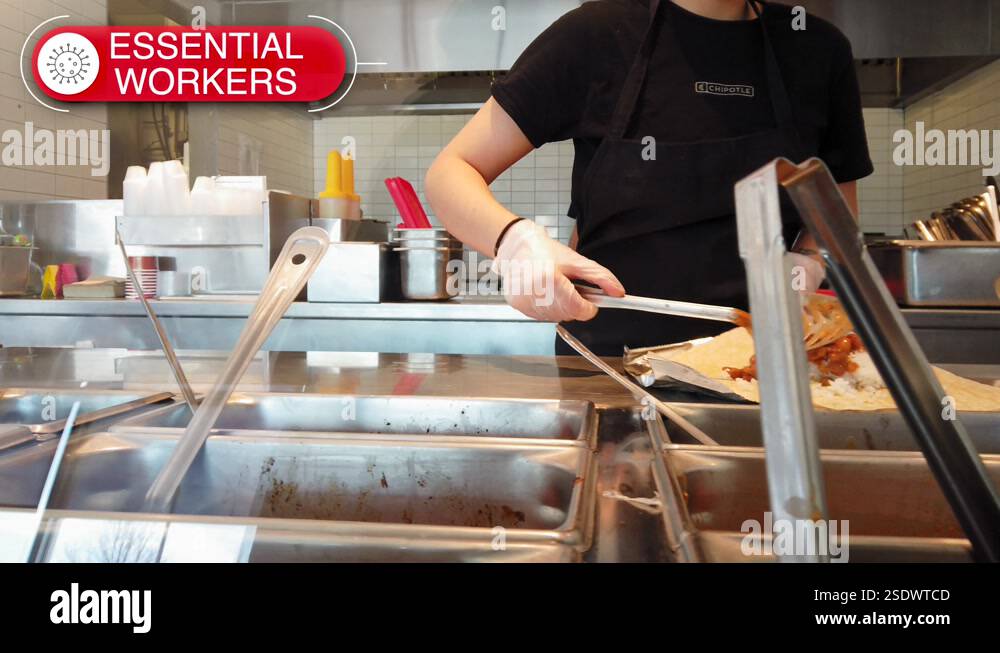 Motion Graphic shows essential working making a burrito at Chipotle ...