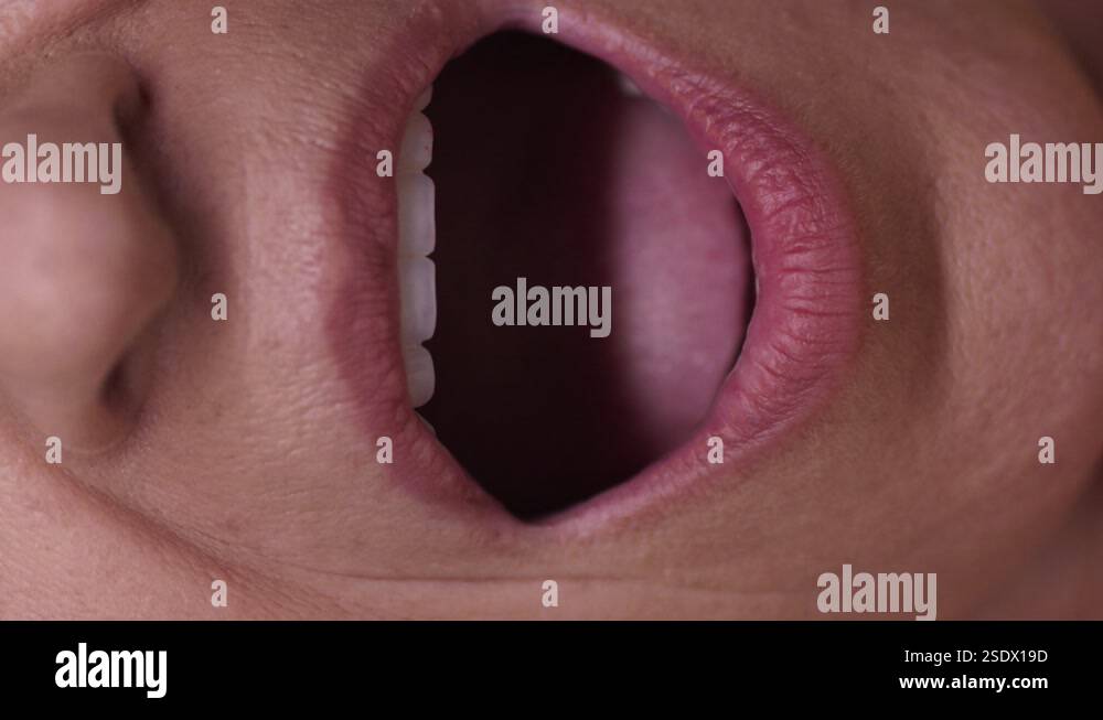 Close-up old woman yelling. Close-up old woman mouth and lips Stock ...