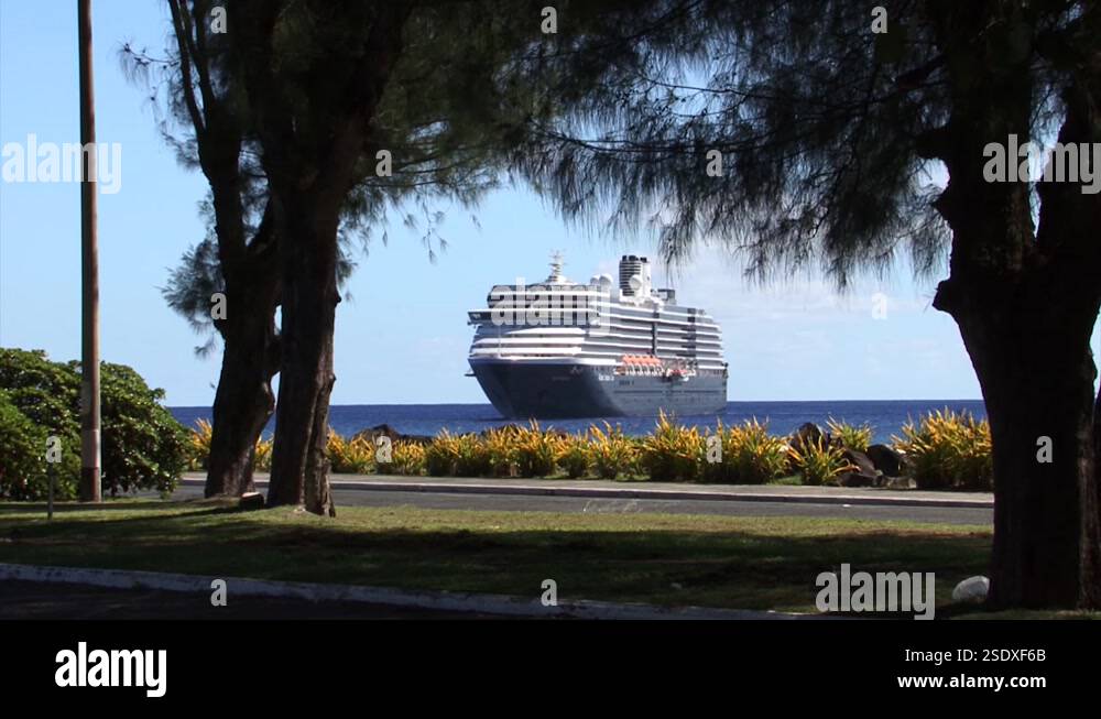 Big luxury cruise ship visitng Rarotonga, Cook Islands Stock Video ...