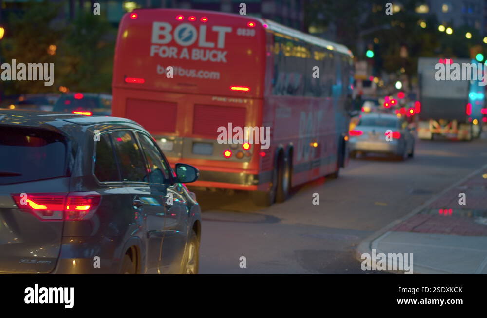 New York City rush hour, Manhattan heavy street traffic, vehicles ...