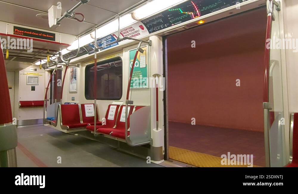 The door opens and closes to an empty TTC subway cart, during Monday ...