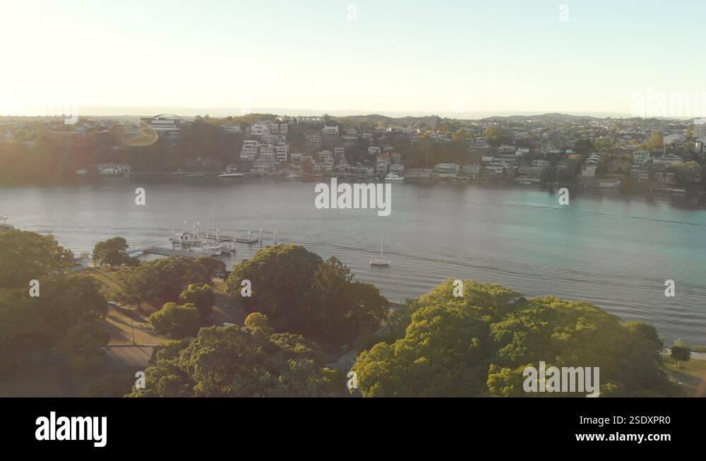 Urban river view from a drone Stock Video Footage - Alamy