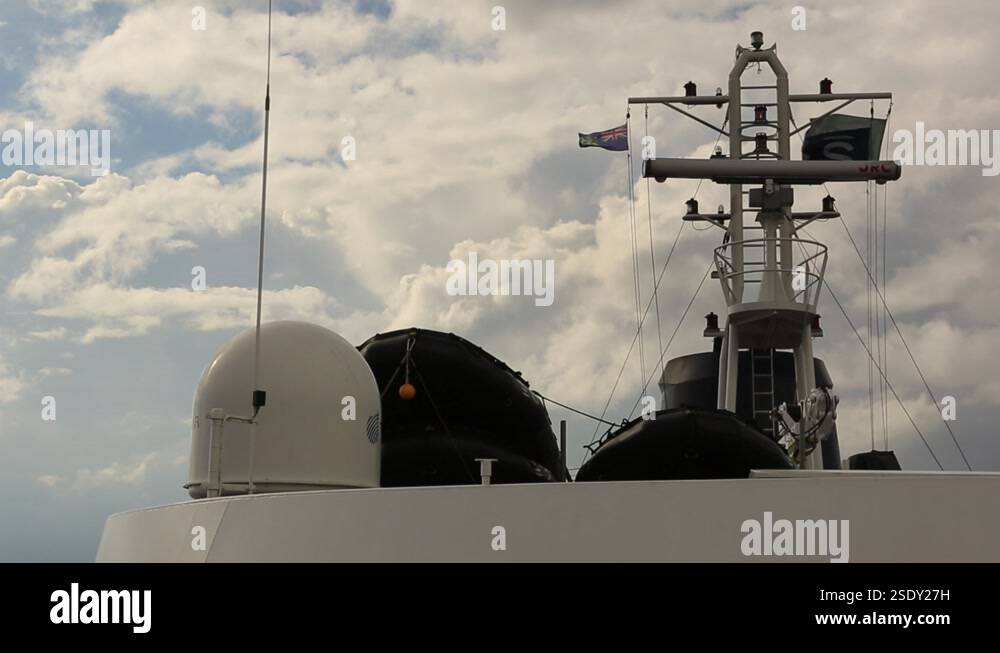 Cruise ship radio and connection equipment on the sea Stock Video ...