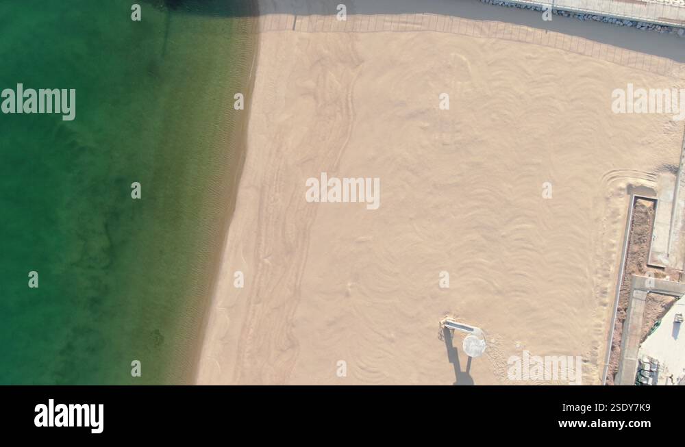 Empty public beach in Hong Kong due to Covid19 lockdown guidelines, Aerial Stock Video Footage ...