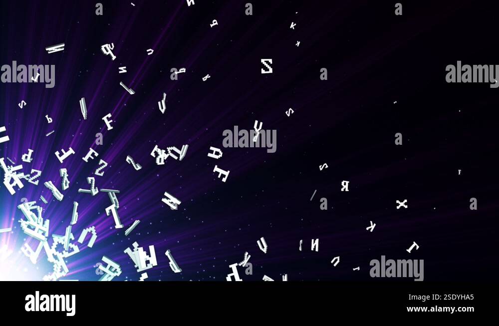 Flying Random Letters Animation, Technology Code, Background, Rendering ...
