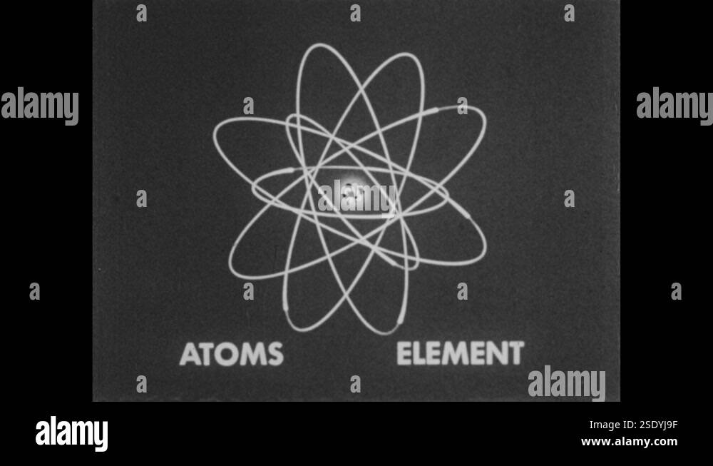 1960s: Diagram of atom. Diagram of molecules and compounds. Powder in ...